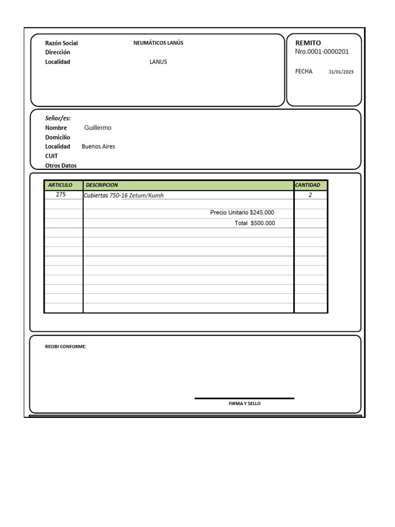 Remito Guillermo | PDF