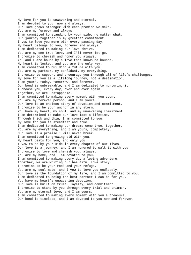 Commitment-Focused Love Messages To Reaffirm Your Bond | PDF