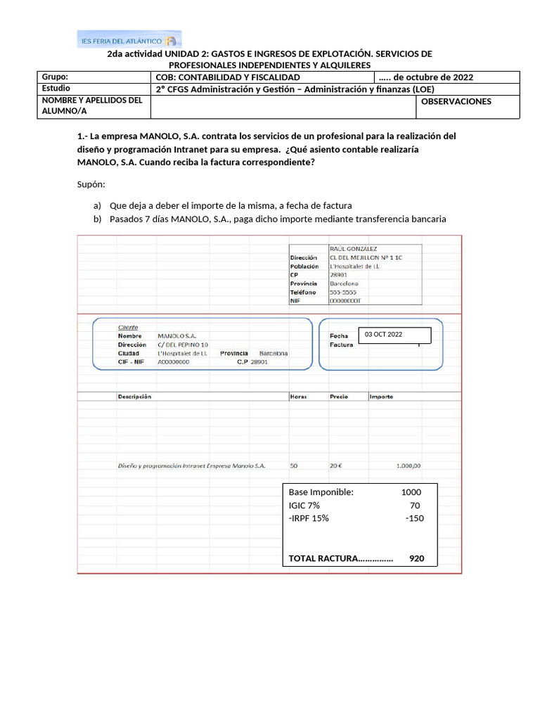 3 Actv Ss Profes y Alquileres | PDF | Contabilidad | Business