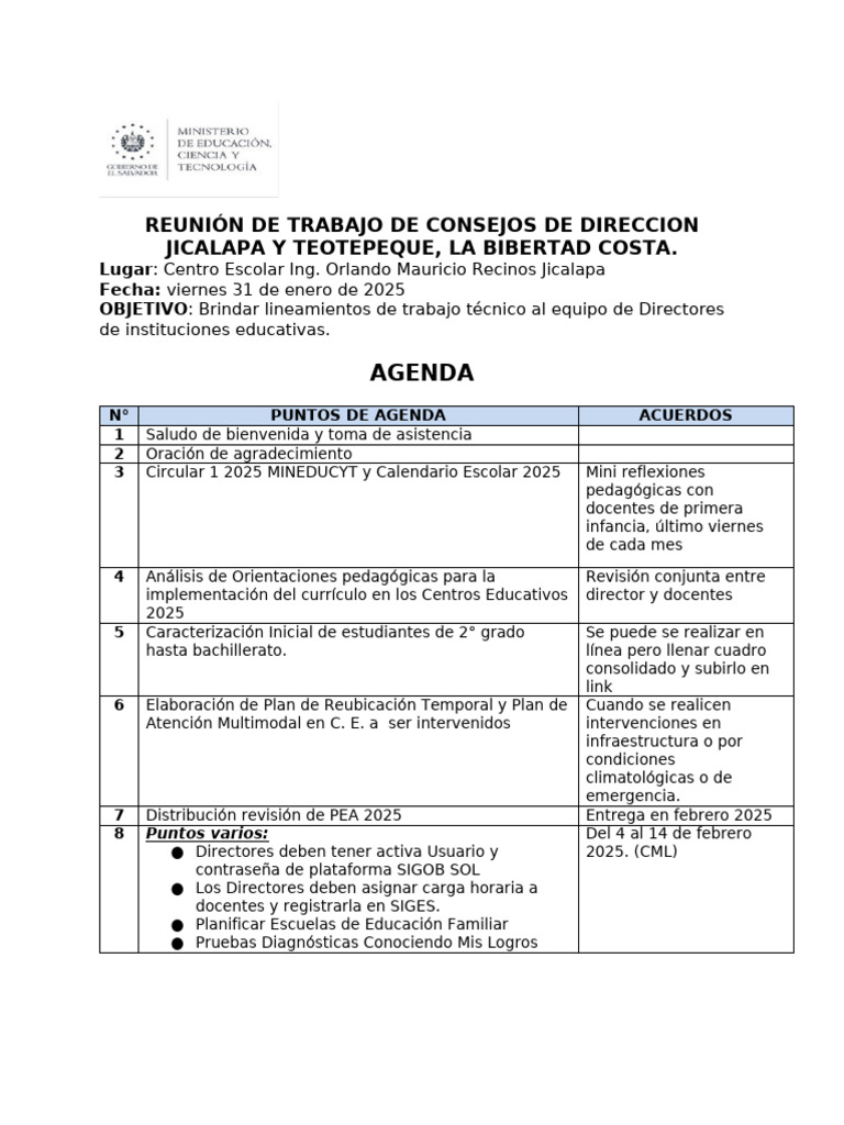 Reunión de Directores Educativos 2025 | PDF
