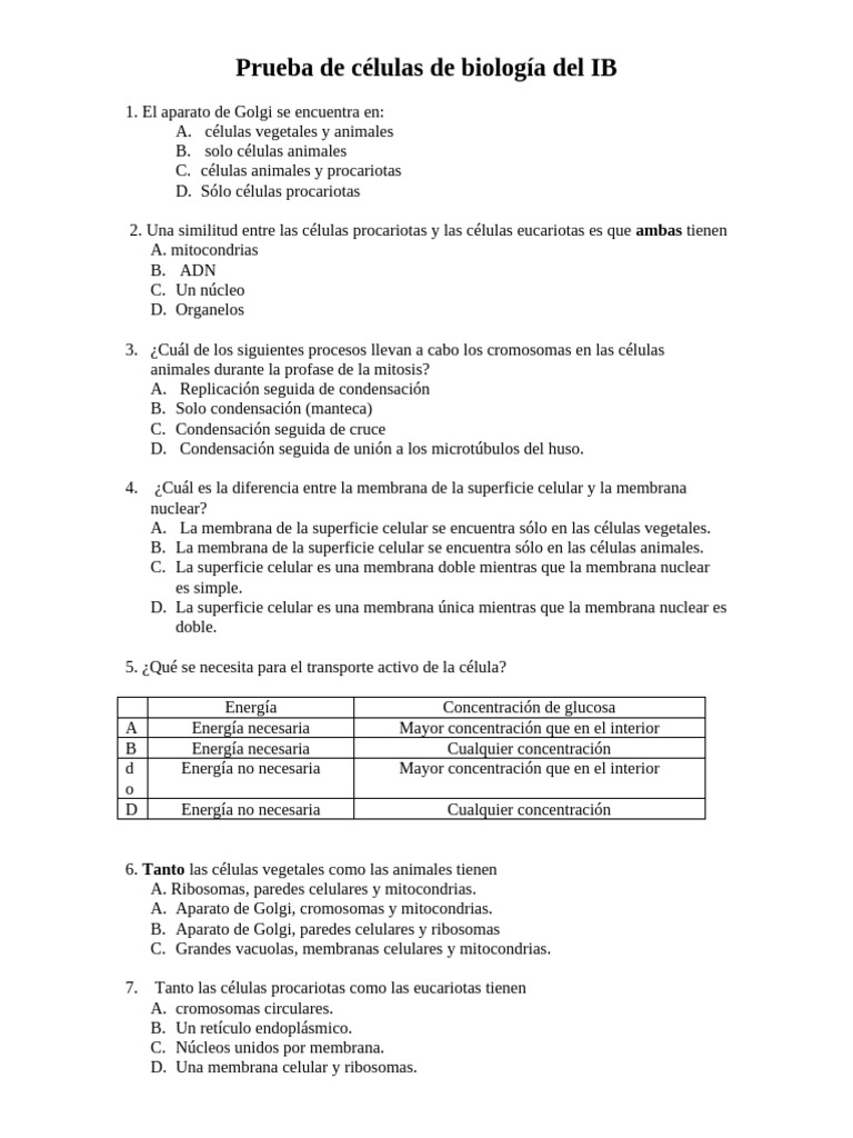 Prueba de Células IB BIO HL 123 | PDF | Biología Celular) | Mitosis