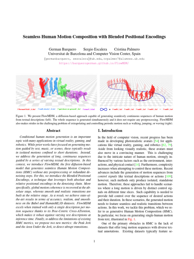 Seamless Human Motion Composition With Blended Positional Encodings | PDF | Applied Mathematics ...