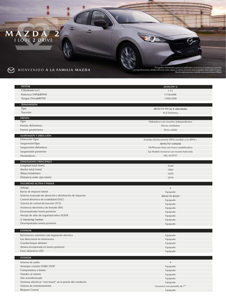 Dimensiones y Especificaciones Mazda 2 | PDF | Eje | Fabricantes de ...
