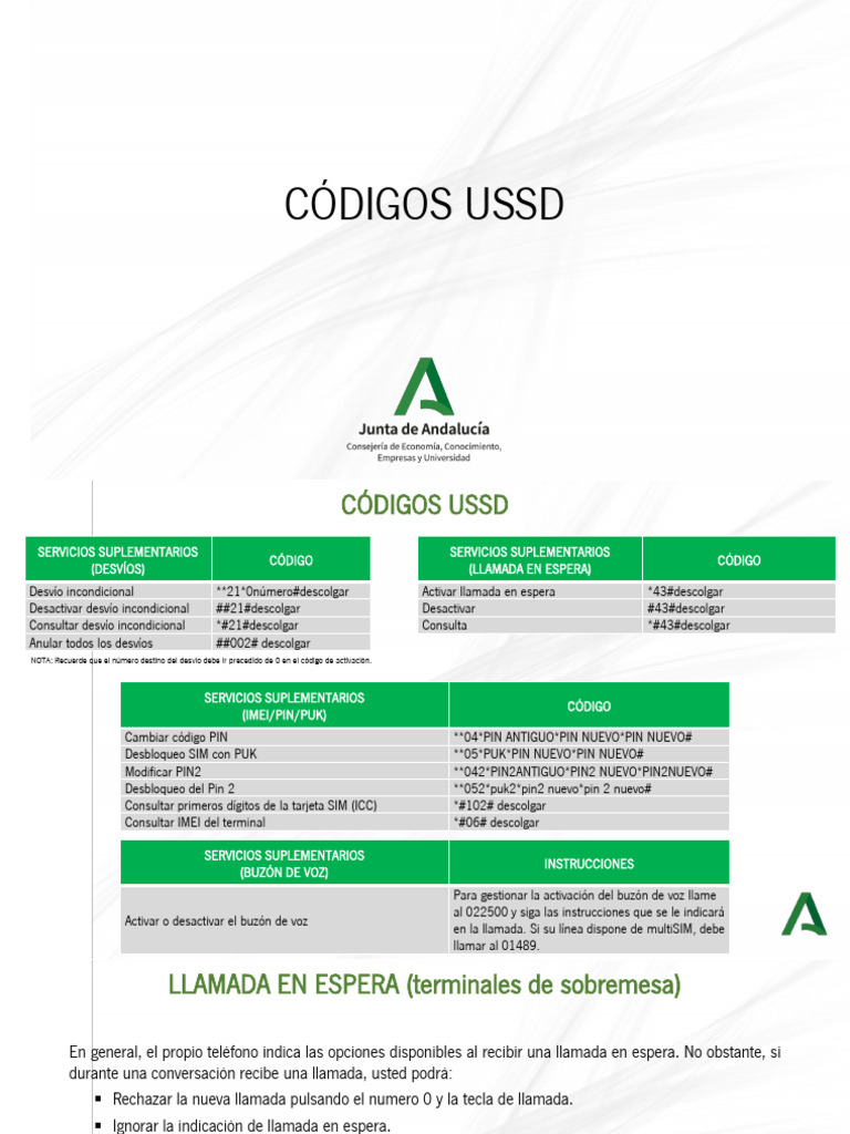 Códigos USSD para Servicios Móviles | PDF | Tecnología de información y ...