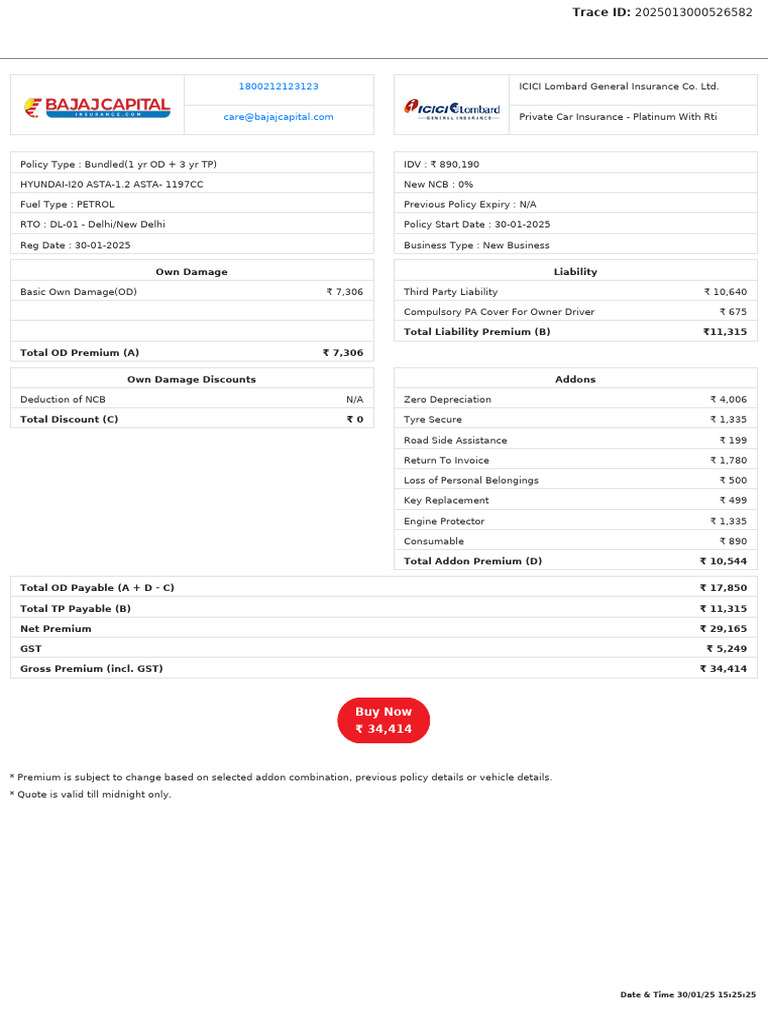 30-01-2025 Premium Breakup | PDF | Insurance | Vehicle Insurance