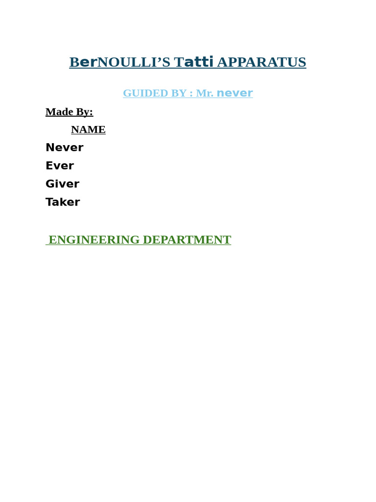 Noulli's Apparatus Engineering Guide | PDF