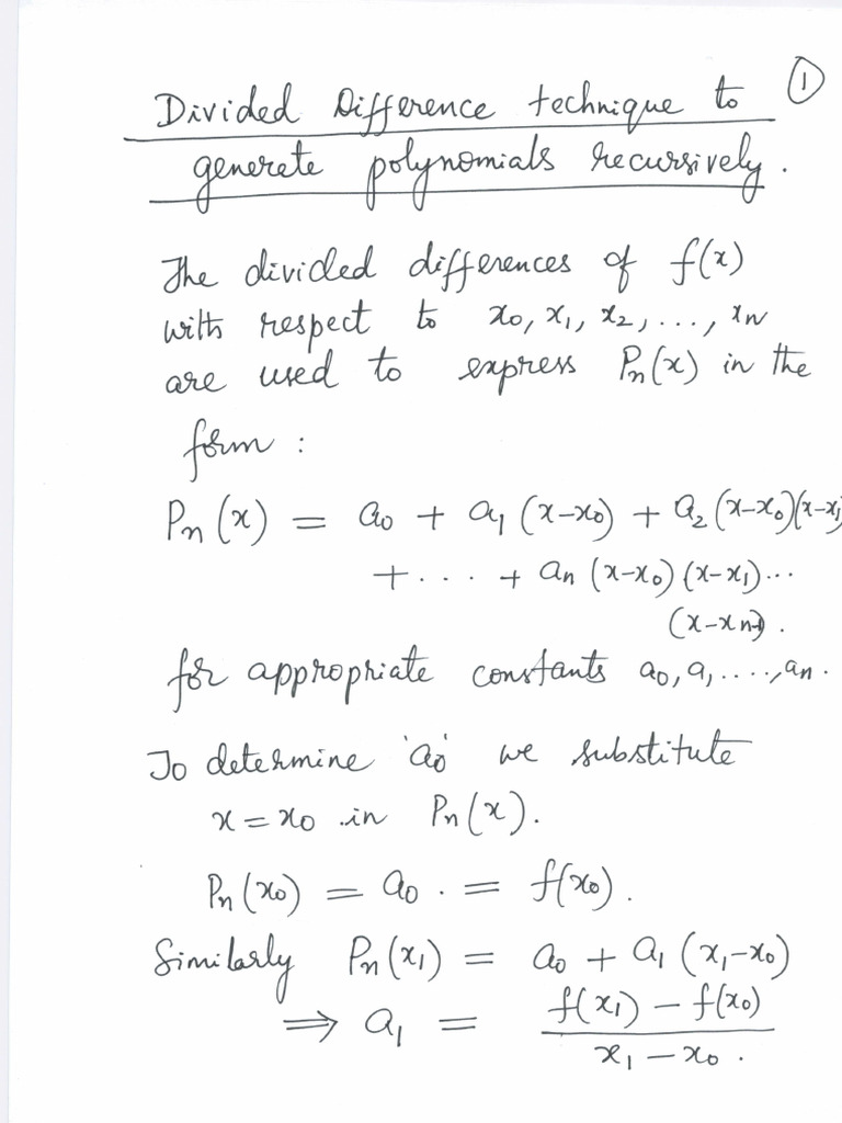 Mtl107 Newtons Divided Differences Pdf 2830