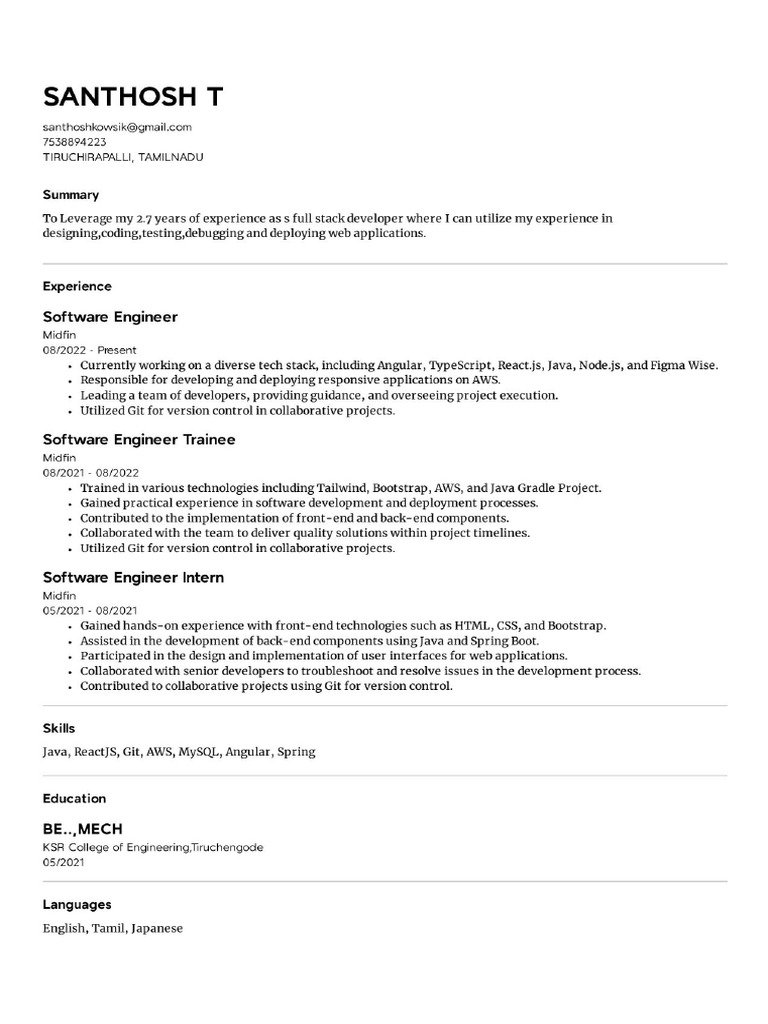 Santhosh_T-Resume | PDF