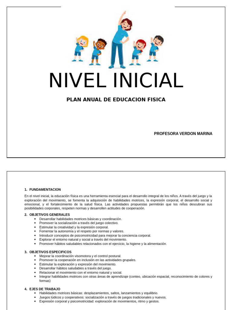 Plan Anual de Educacion Fisica | PDF | Educación Física | Educación de la primera infancia
