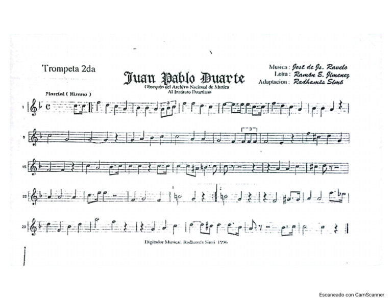 Himno A Juan Pablo Duarte. Trompeta 2 | PDF