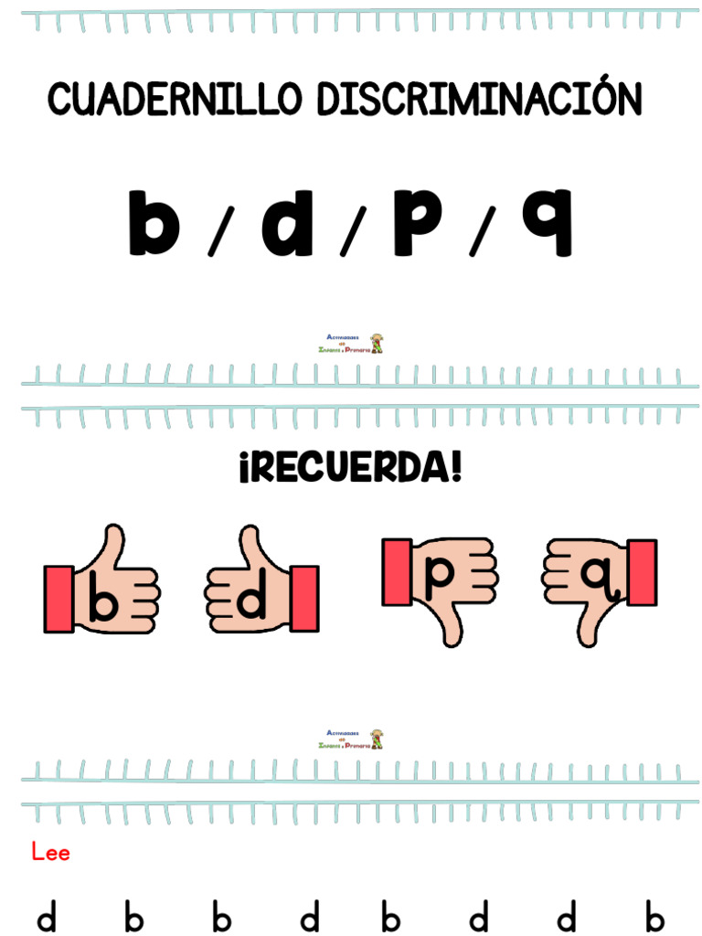 Cuadernillo Discriminacion Fonema B D P Q | PDF