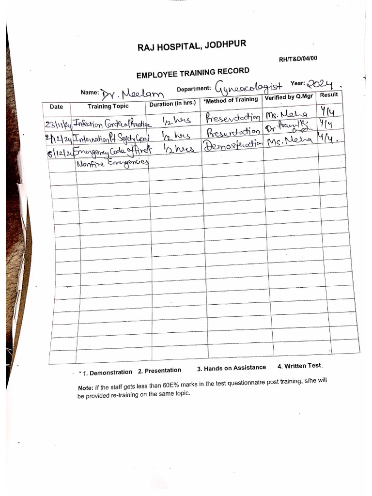 Employee Training Record | PDF