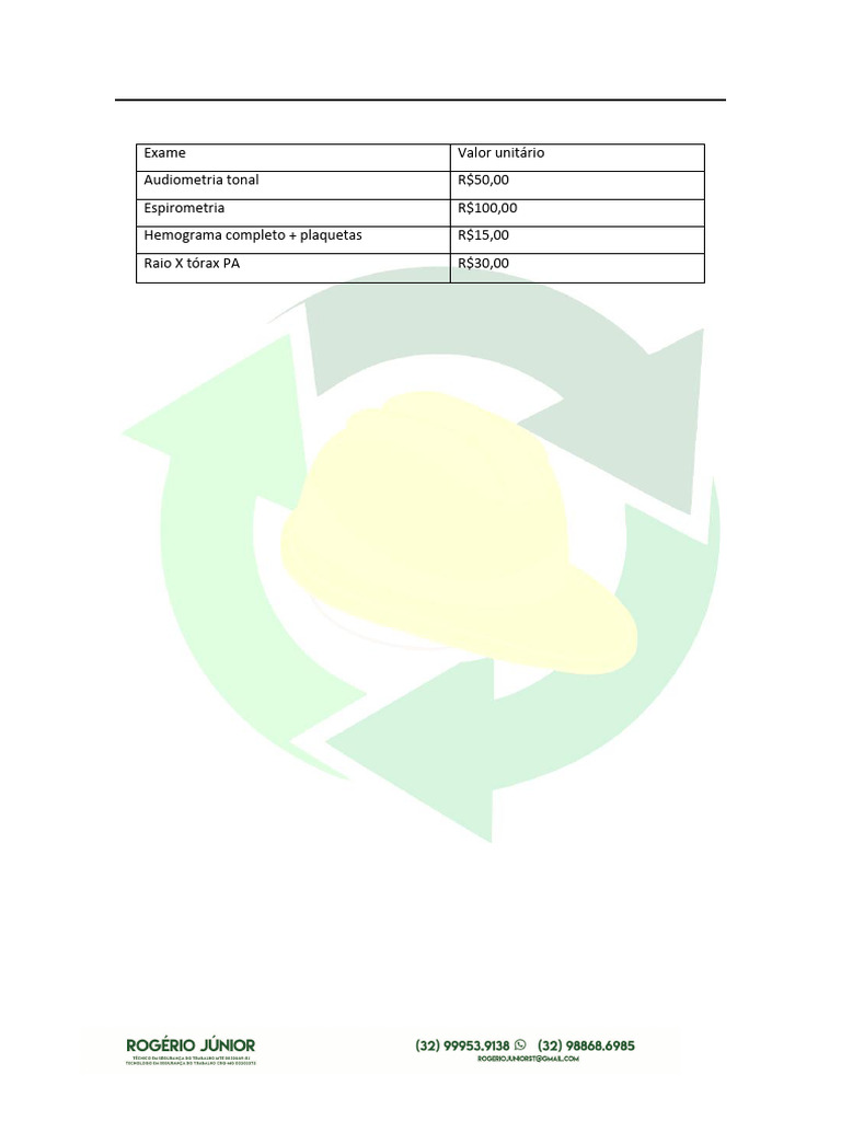 Tabela Exames Complementares PDF | PDF
