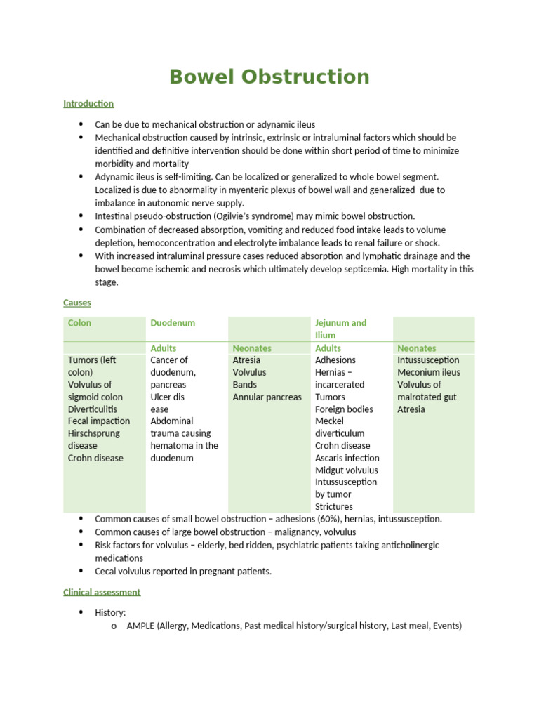 5. Bowel Obstruction | PDF | Medical Specialties | Gastroenterology