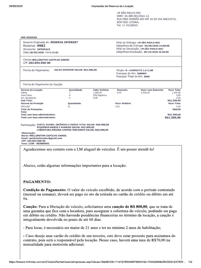 Locação LM Frotas | PDF