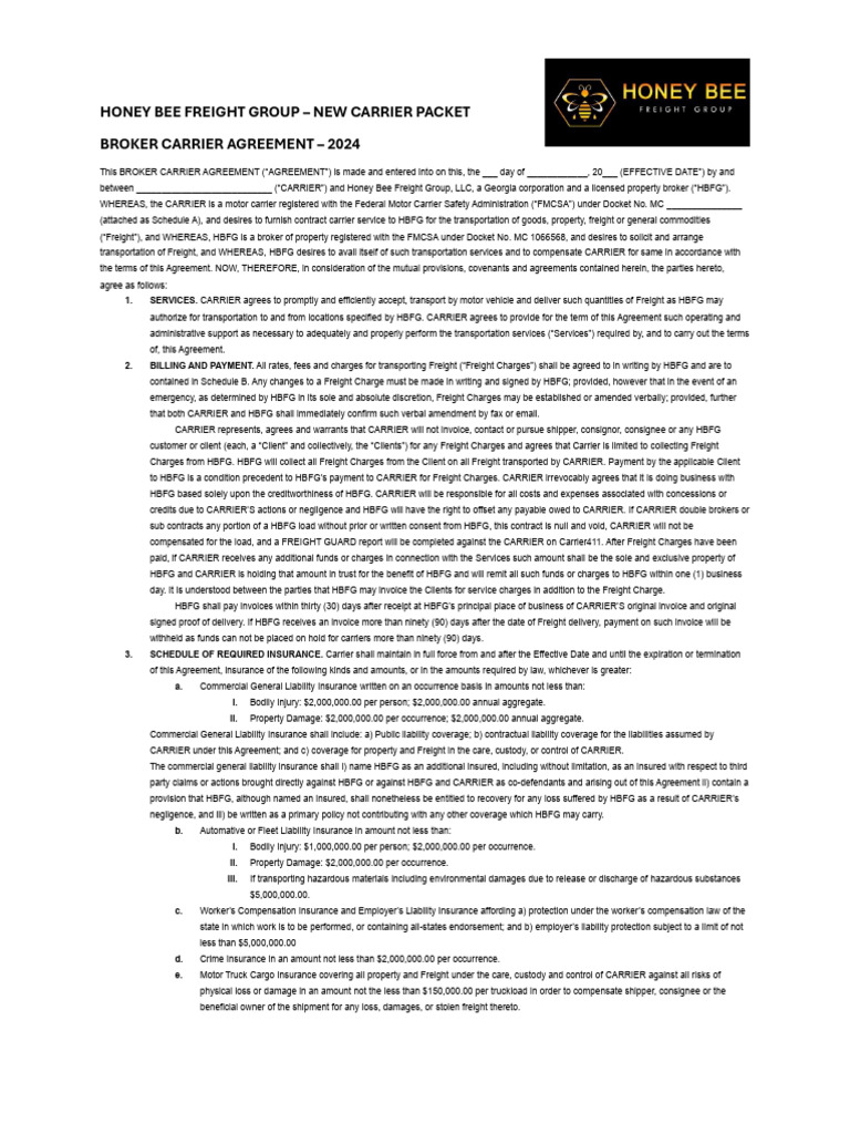 Blank 2024 New Carrier Packet | PDF | Indemnity | Insurance