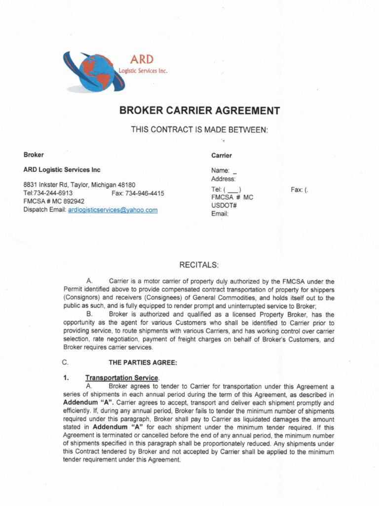 Broker Agreement 2022 | PDF