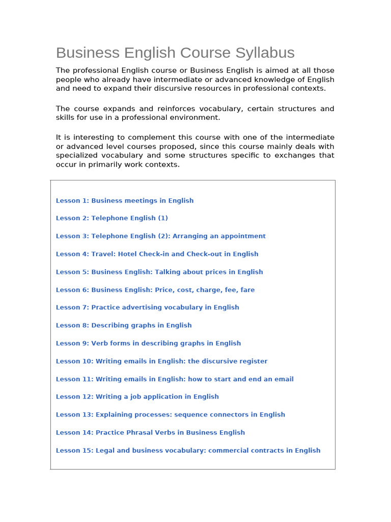 Business English | PDF | English Language | Business