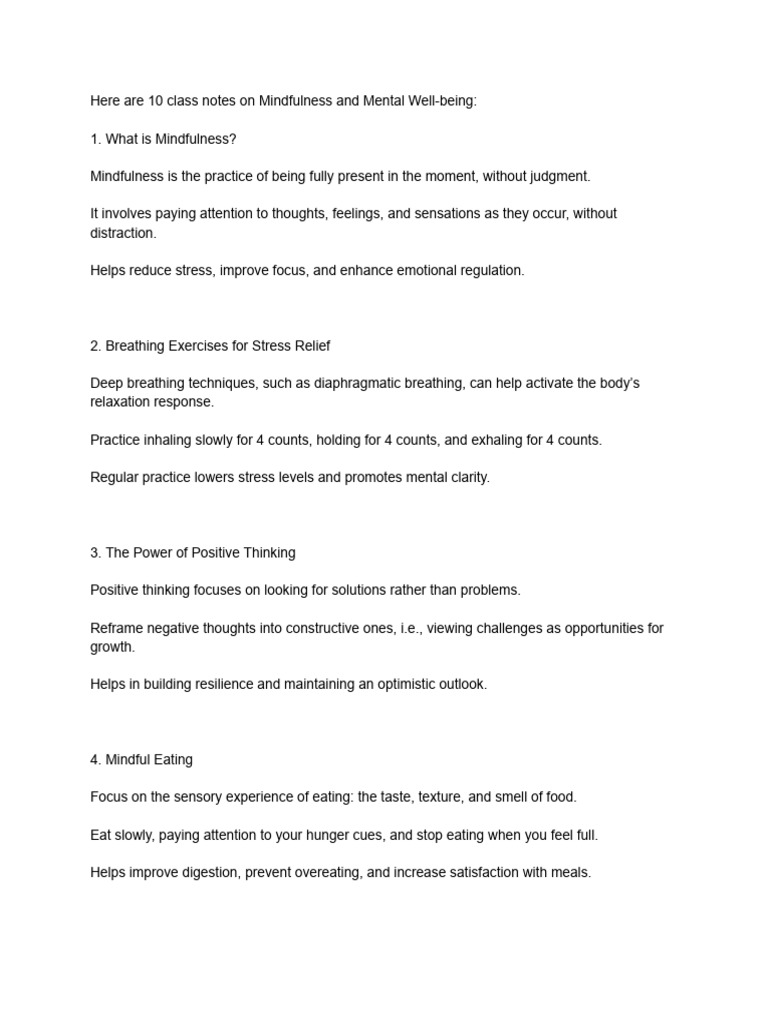 Mindfulness and Mental Well-being Tips | PDF