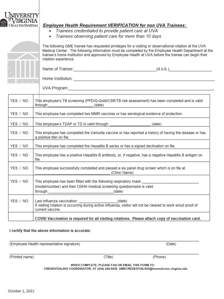 2023 Employee - Health - Form | PDF | Hepatitis B | Vaccines
