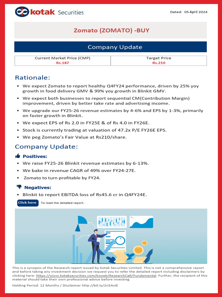 1 Zomato - One Pager Company Update 5march24 | PDF