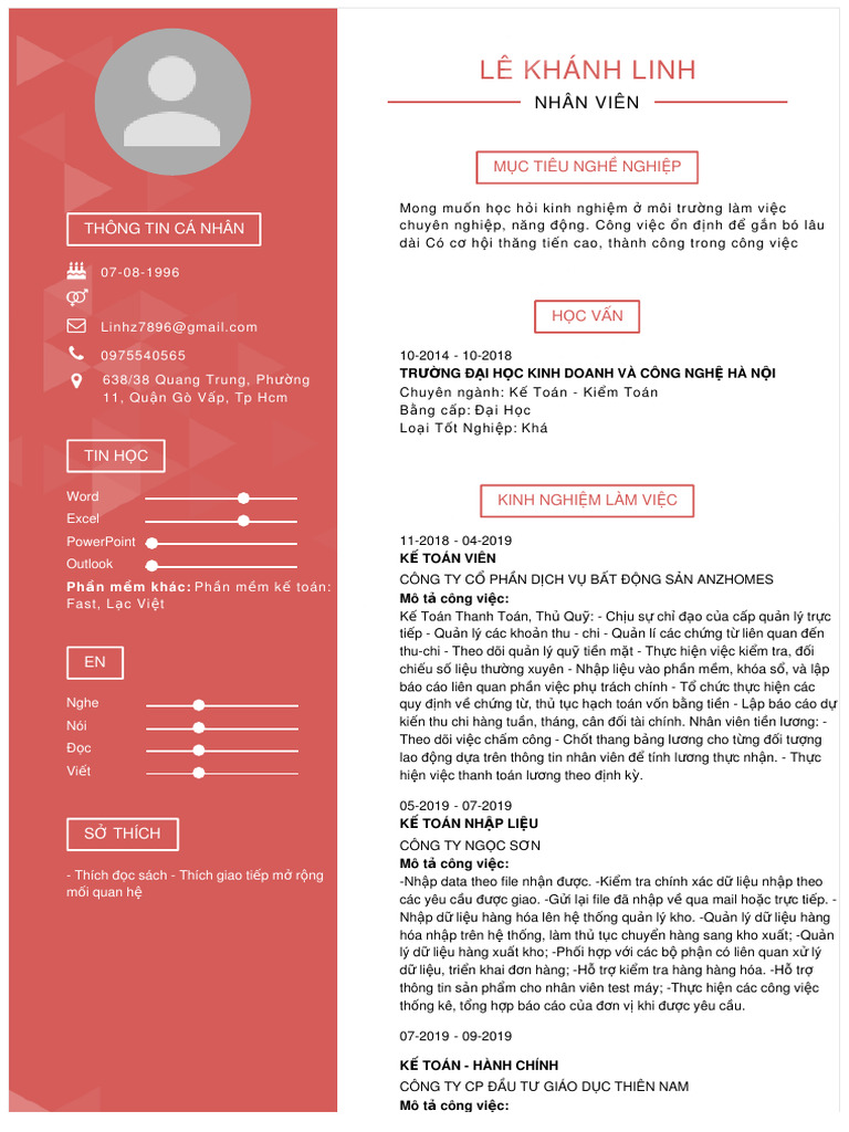 Le-Khanh-Linh CV Vieclam24h.vn 1603633827 | PDF