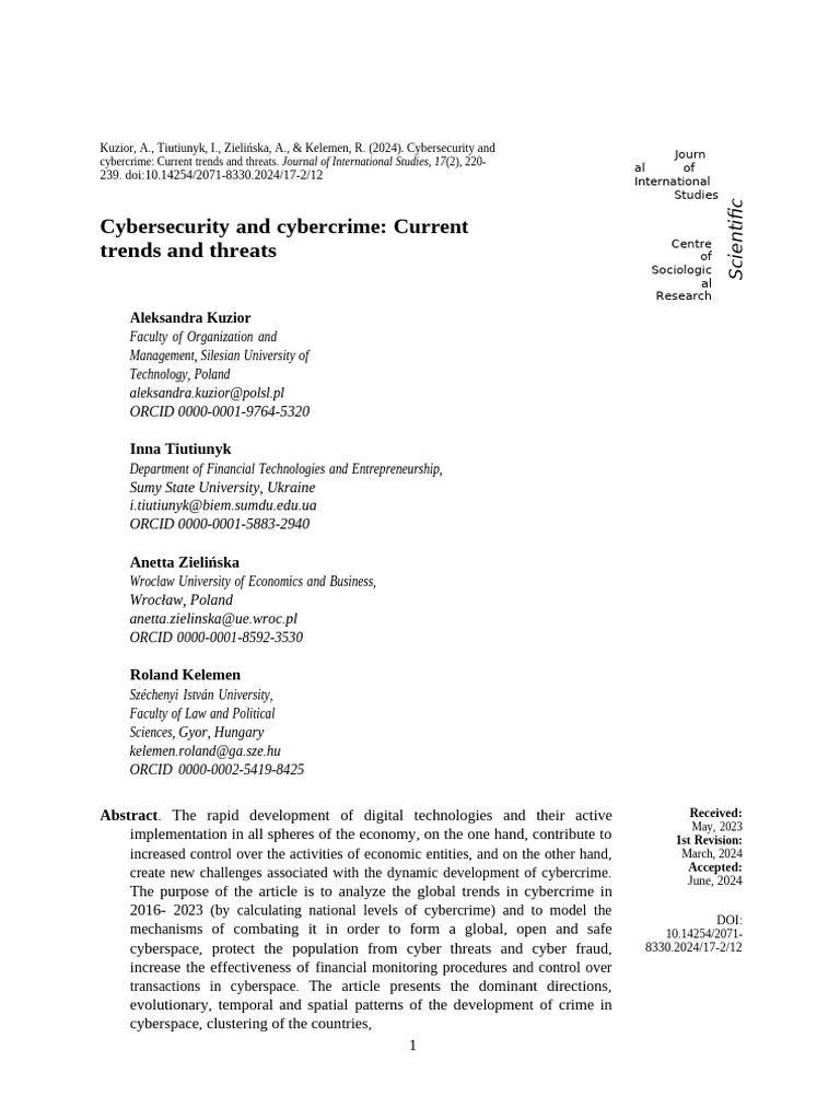 12 1441 JIS Tiutiunyk Et Al | PDF | Computer Security | Security