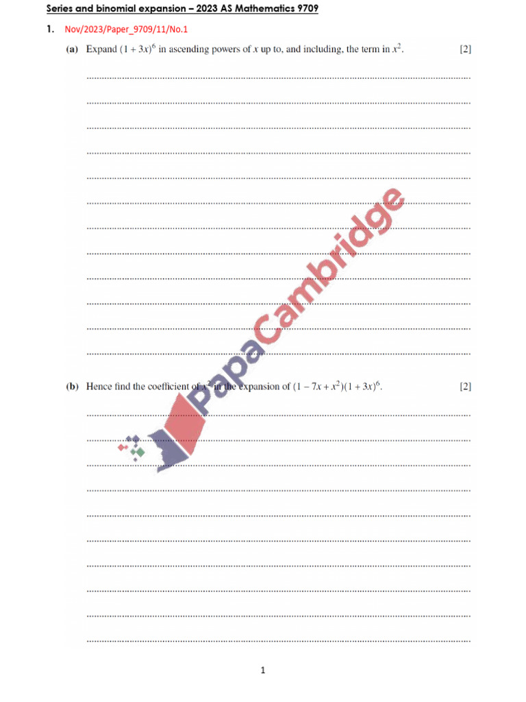 2023 Series and Binomial Expansion AS Math 9709 | PDF