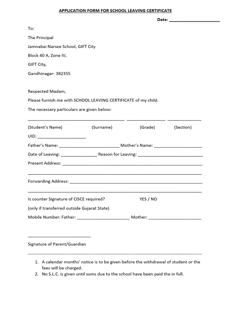 GN EcampusUpload LCFORM APPLICATION FORM FOR SCHOOL LEAVING CERTIFICATE ...