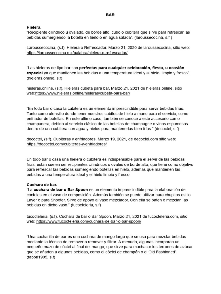 Definición de conceptos | PDF | Cócteles | Barman Definición de conceptos | PDF | Cócteles | Barman