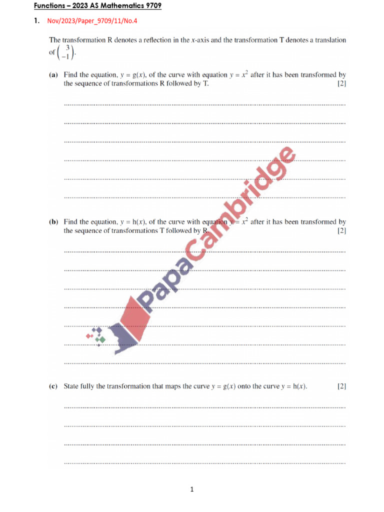 AS Mathematics 9709 Papers | PDF