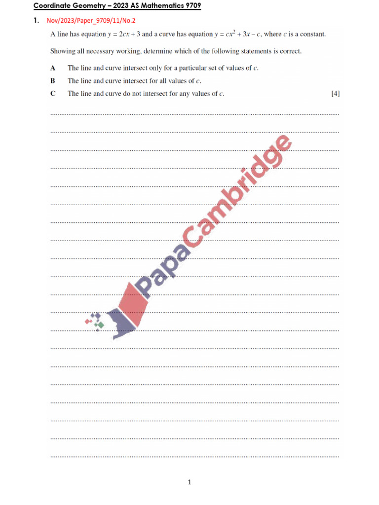 2023 AS 9709 Coordinate Geometry Papers | PDF