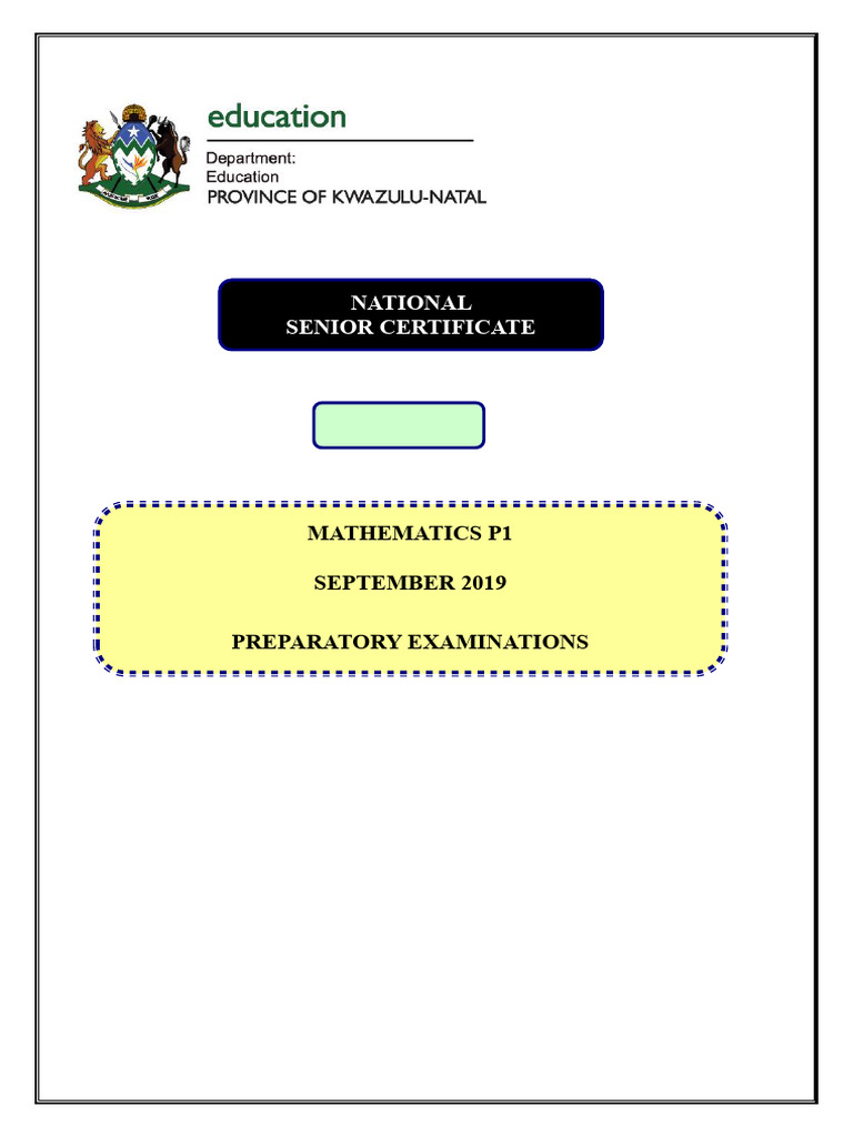 2019 Grade 12 Math Trial Exam Paper 1 KZN | PDF | Cartesian Coordinate ...