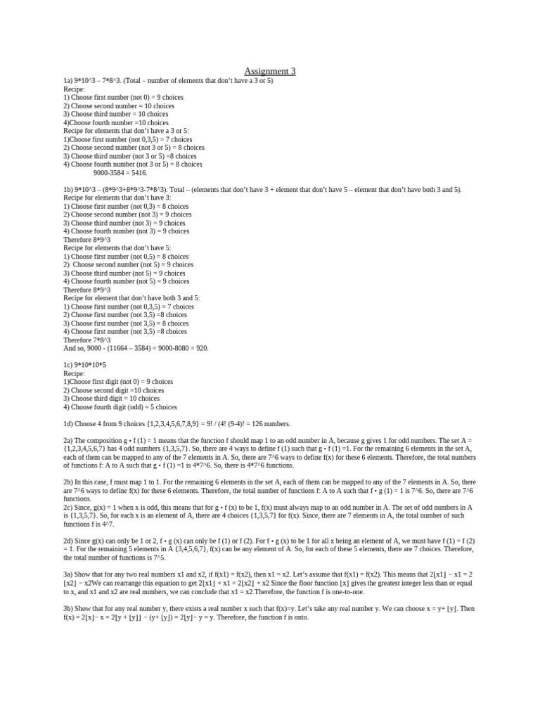 Assignment 3 (271) | PDF | Function (Mathematics) | Number Theory