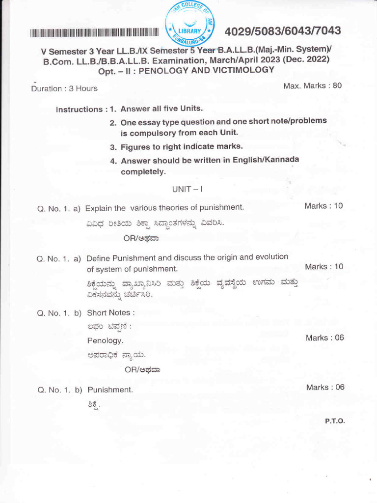 Penology and Victimology Exam Guide | PDF | Punishments | Penology