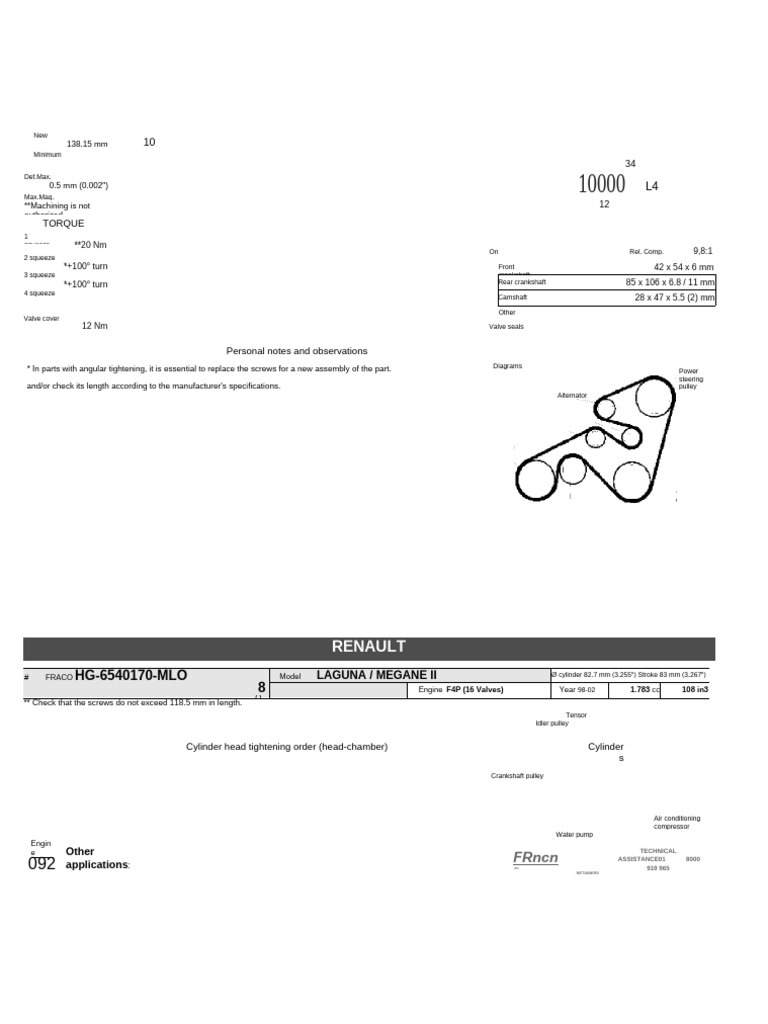F4R Engine Assembly Torque Specs | PDF | Propulsion | Mechanical ...