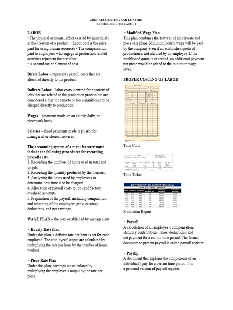 Labor Cost Accounting Essentials | PDF | Payroll | Employment