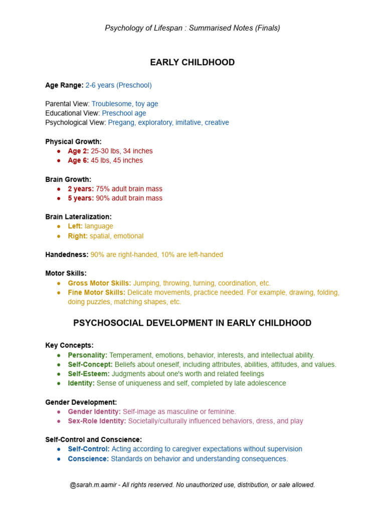 Lifespan Psychology: Early Childhood Insights | PDF | Adolescence ...