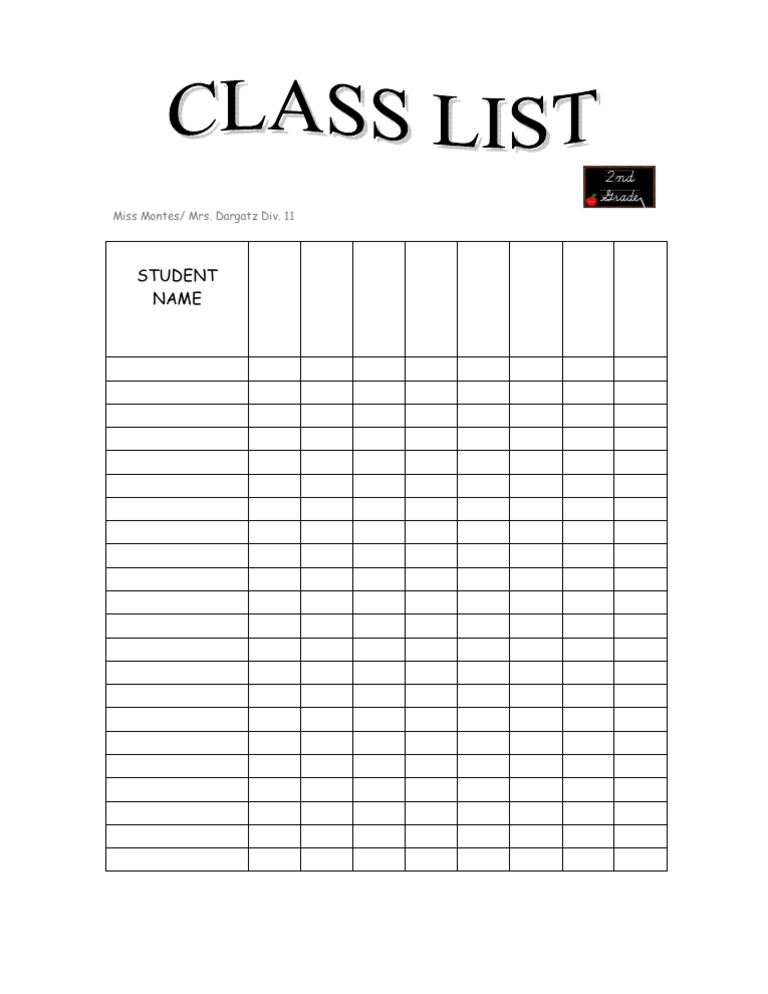 Class List (Blank) | PDF