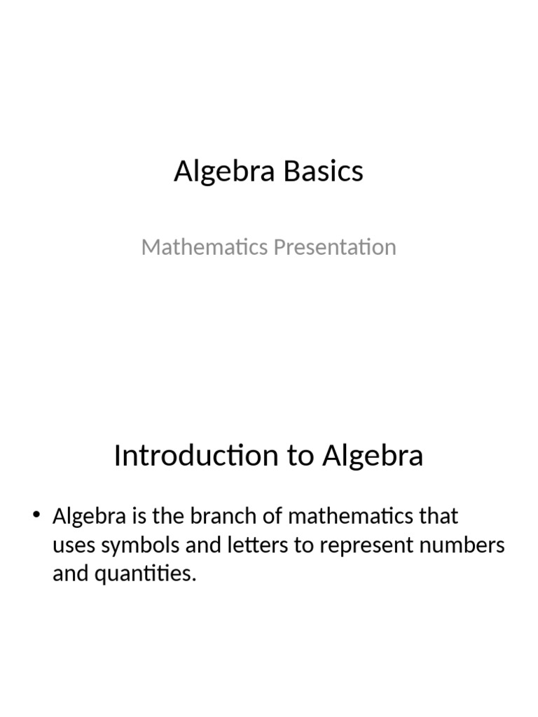 Algebra Basics | PDF