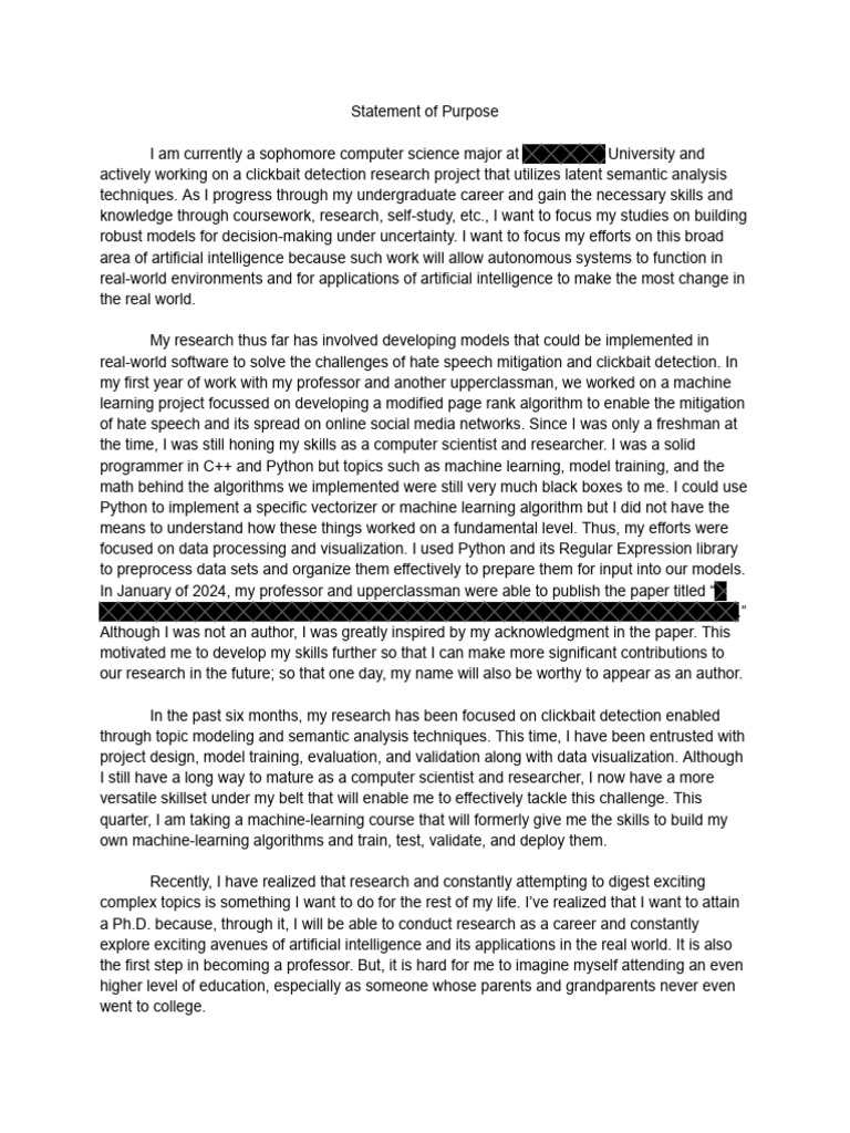 Pursuing AI Research and Graduate Goals | PDF | Machine Learning ...