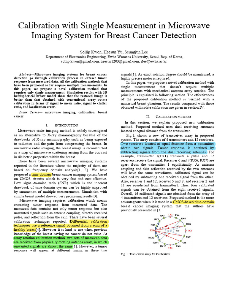 Single-Measurement Calibration for Microwave Imaging | PDF | Antenna ...