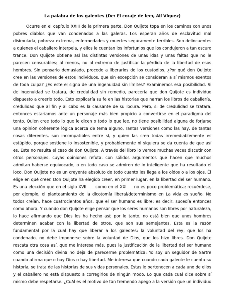 Don Quijote y la Libertad de los Galeotes | PDF | Don Quijote