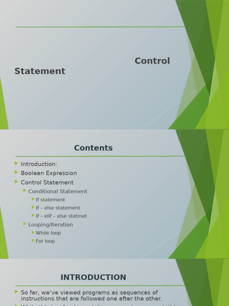 Lec 01 - Control Statement | PDF | Control Flow | Boolean Data Type