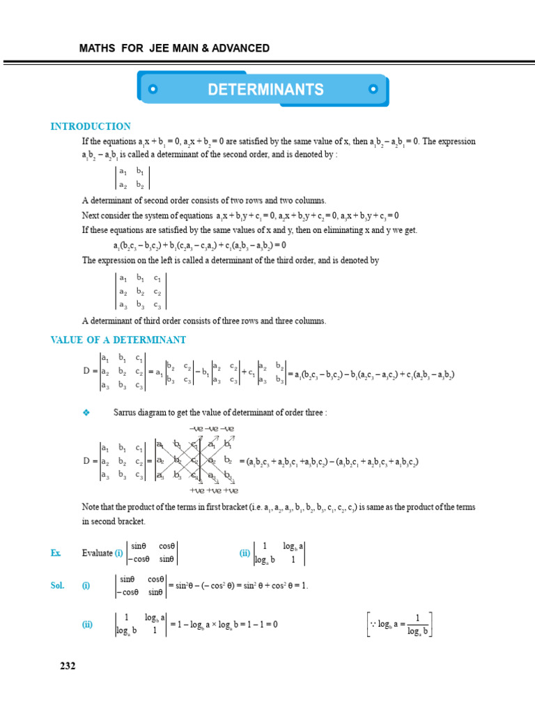 XII - Maths - Module 4 - Determinant - Theory | PDF | Determinant | Mathematical Concepts