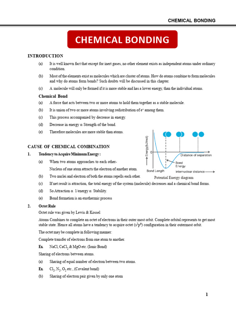 XI - Chemistry - Module 1 - Chemical Bonding (Theory) | PDF | Chemical ...