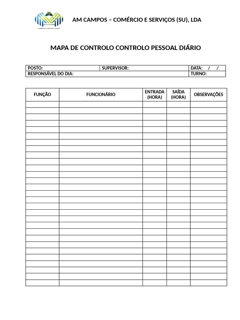Controle Diário de Funcionários AM Campos | PDF