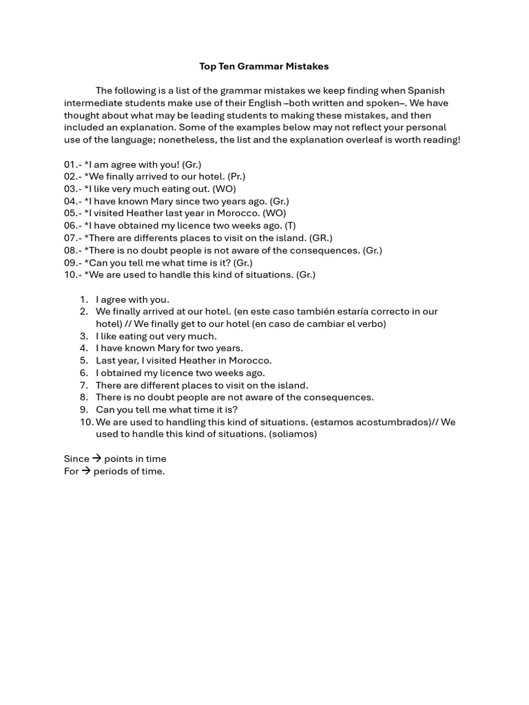 English Tips for Spanish Speakers | PDF