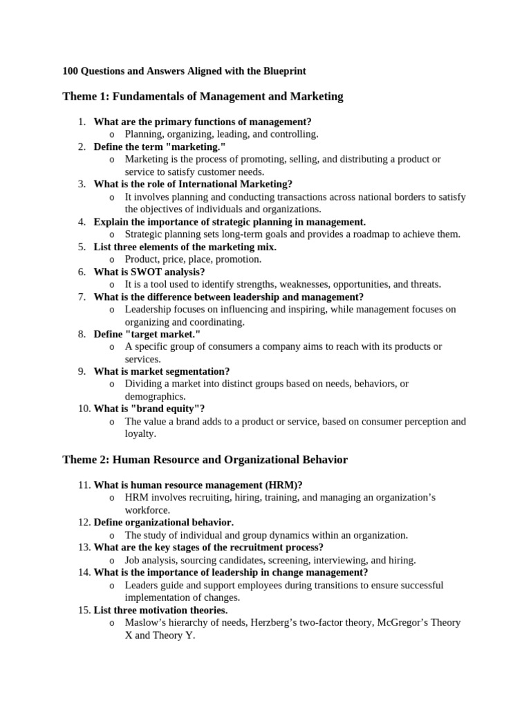 100 Questions and Answers Aligned With The Blueprint | PDF | Statistics ...