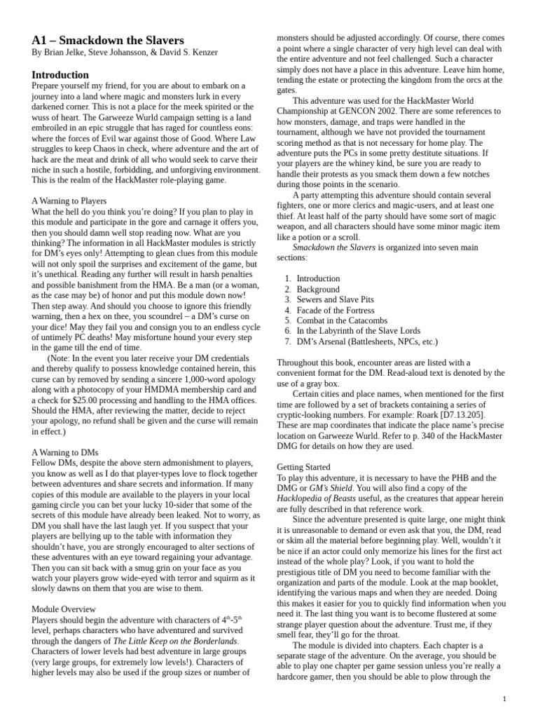 A1-4 - Smackdown The Slavers | PDF